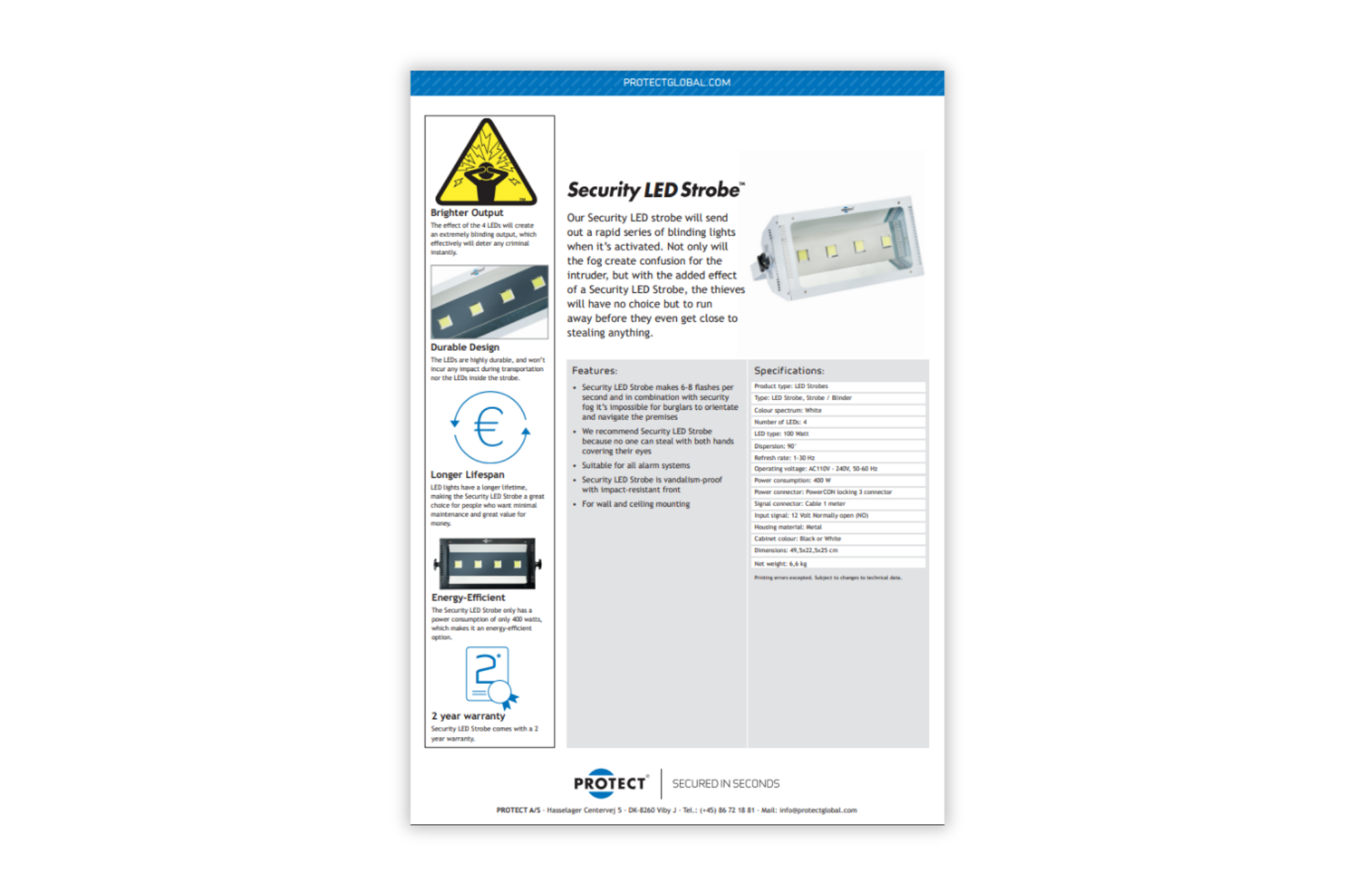 Security LED Strobe Datasheet - PROTECT Download Center