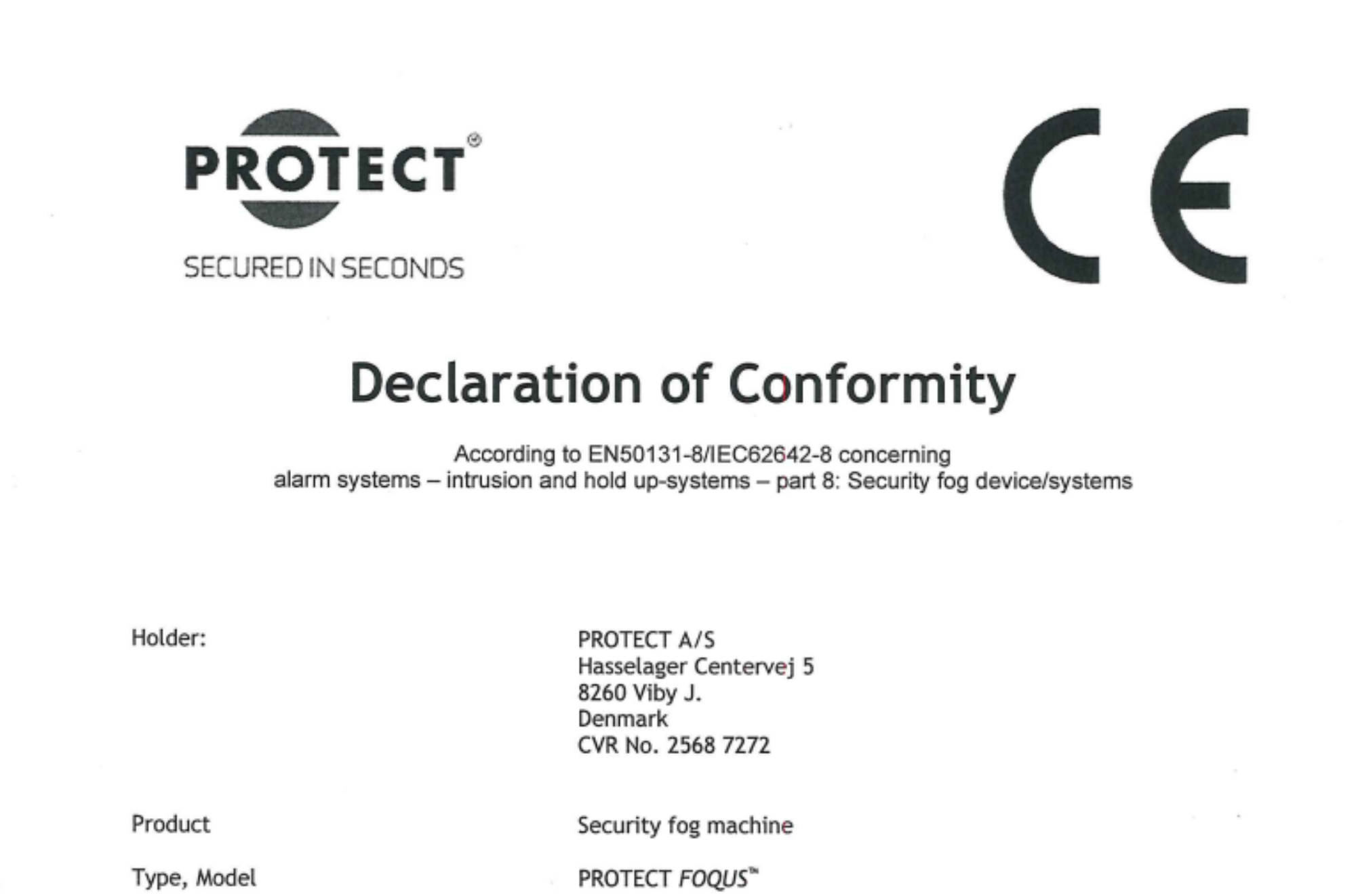 CE Declaration, FOQUS - PROTECT Download Center