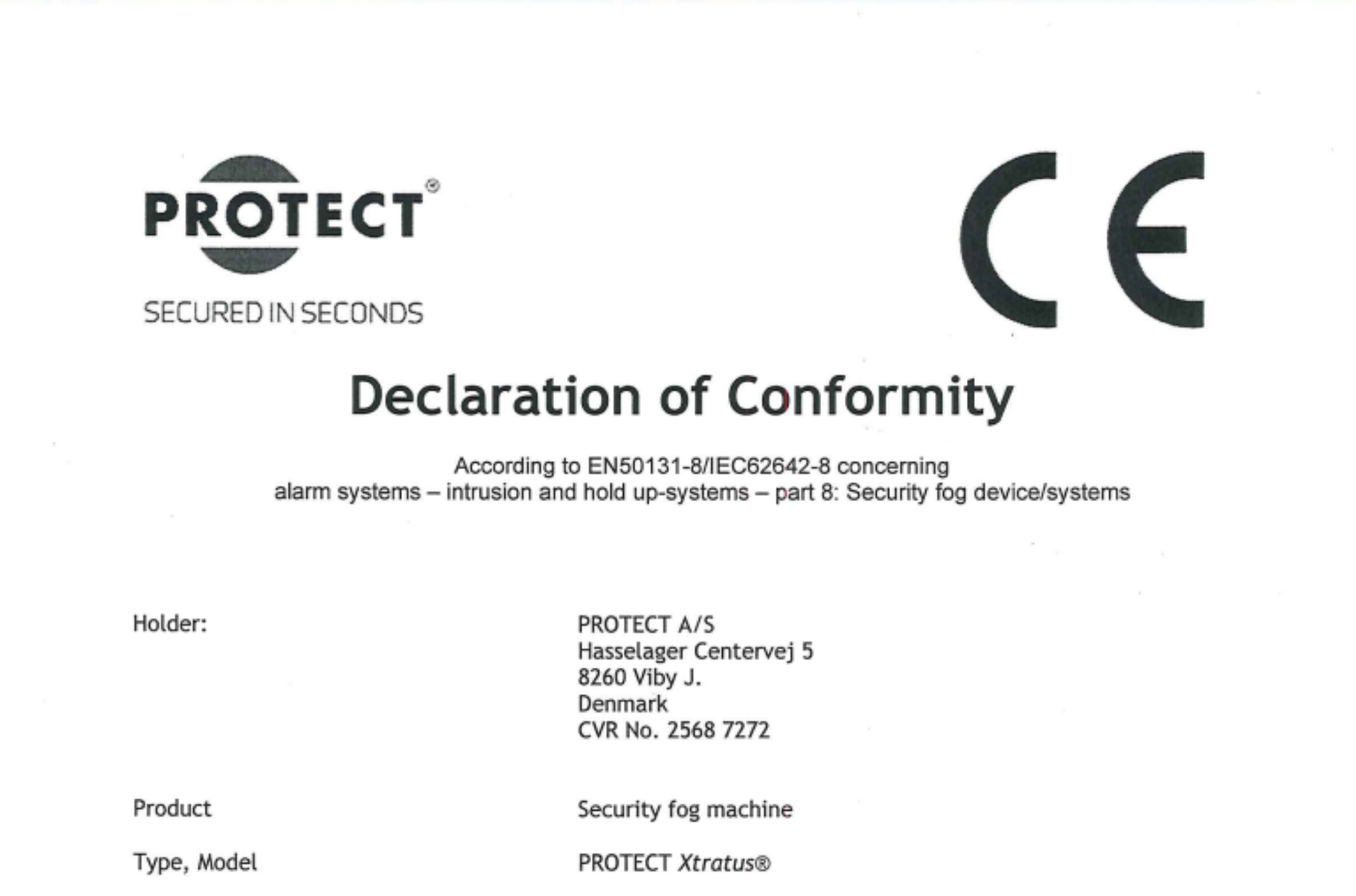 CE Declaration, Xtratus - PROTECT Download Center