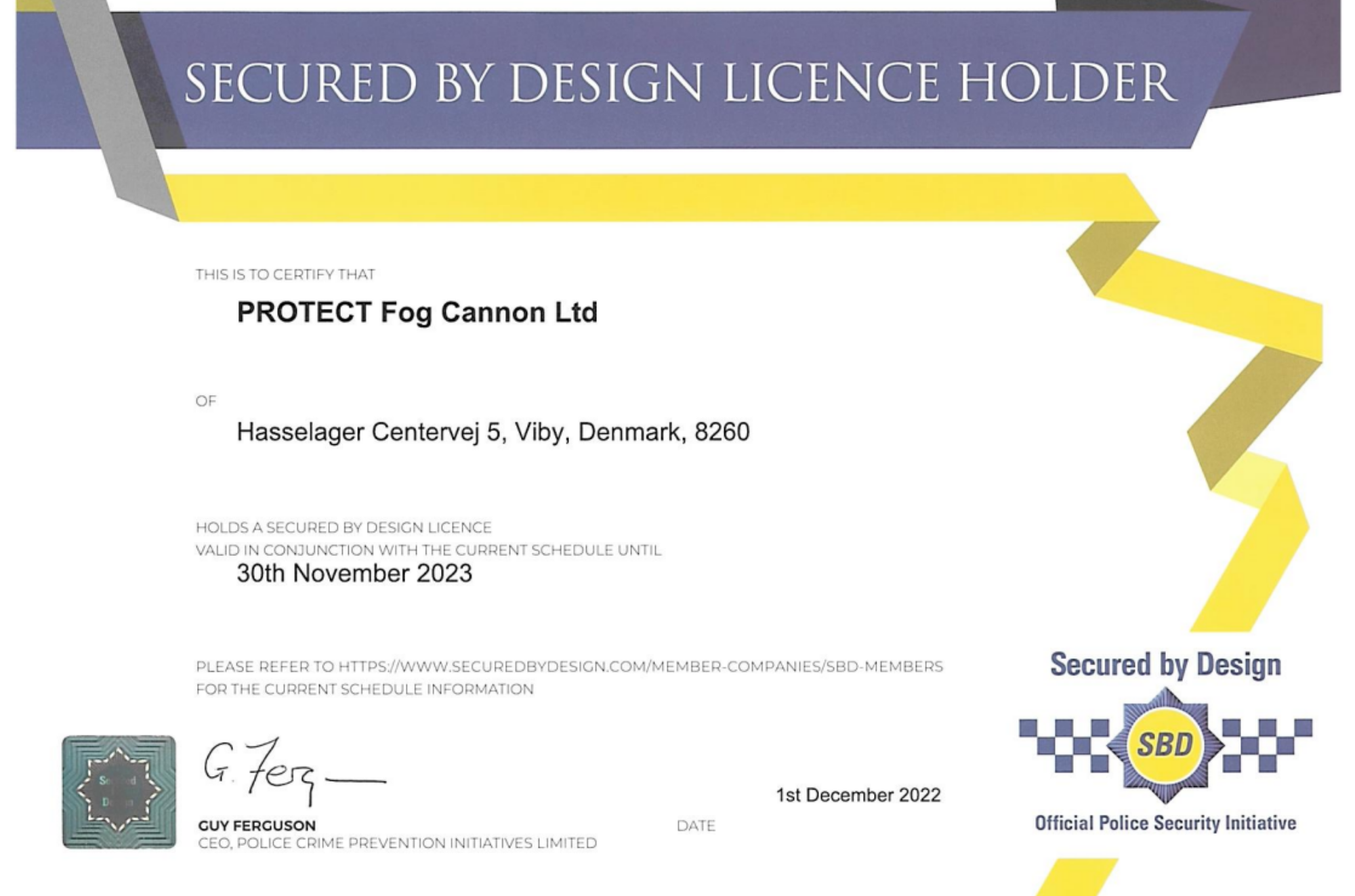 Secured by Design Certificate - PROTECT Download Center