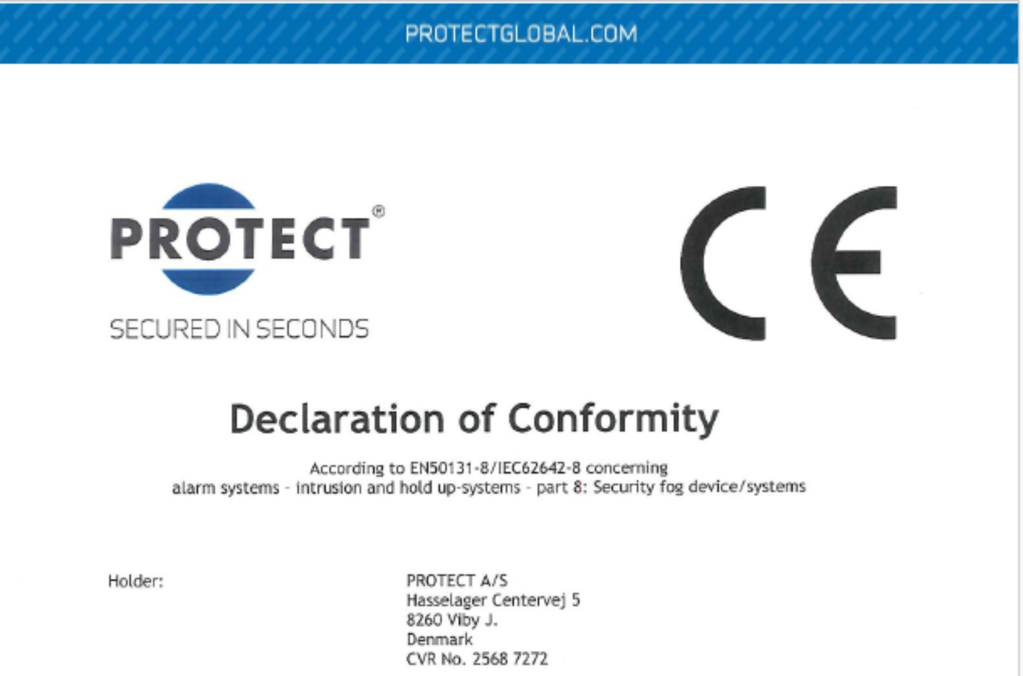 CE Declaration, PROTECT 800i C & PROTECT 1500i C - PROTECT Fog Cannons™
